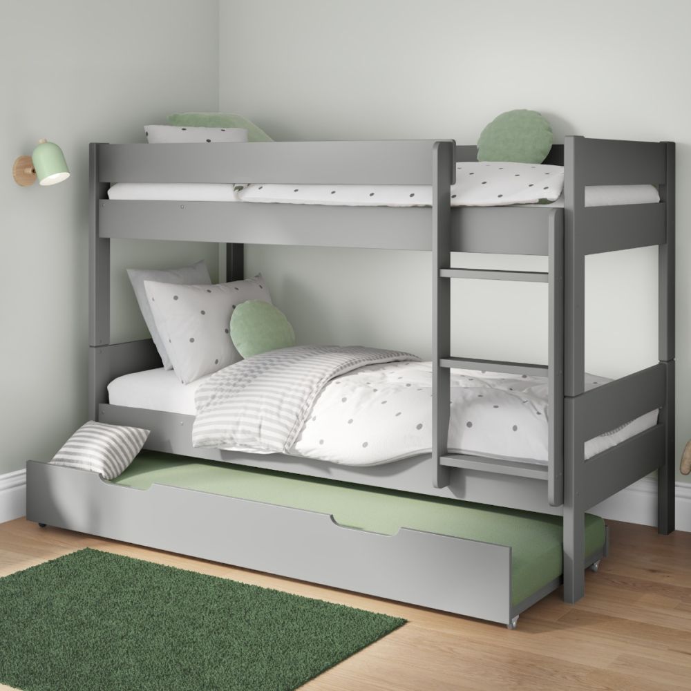Stompa Compact Detachable Bunk Bed in Warm Grey with Full Size Open Trundle Stompa S Flex 190cm x 90cm Mattress
